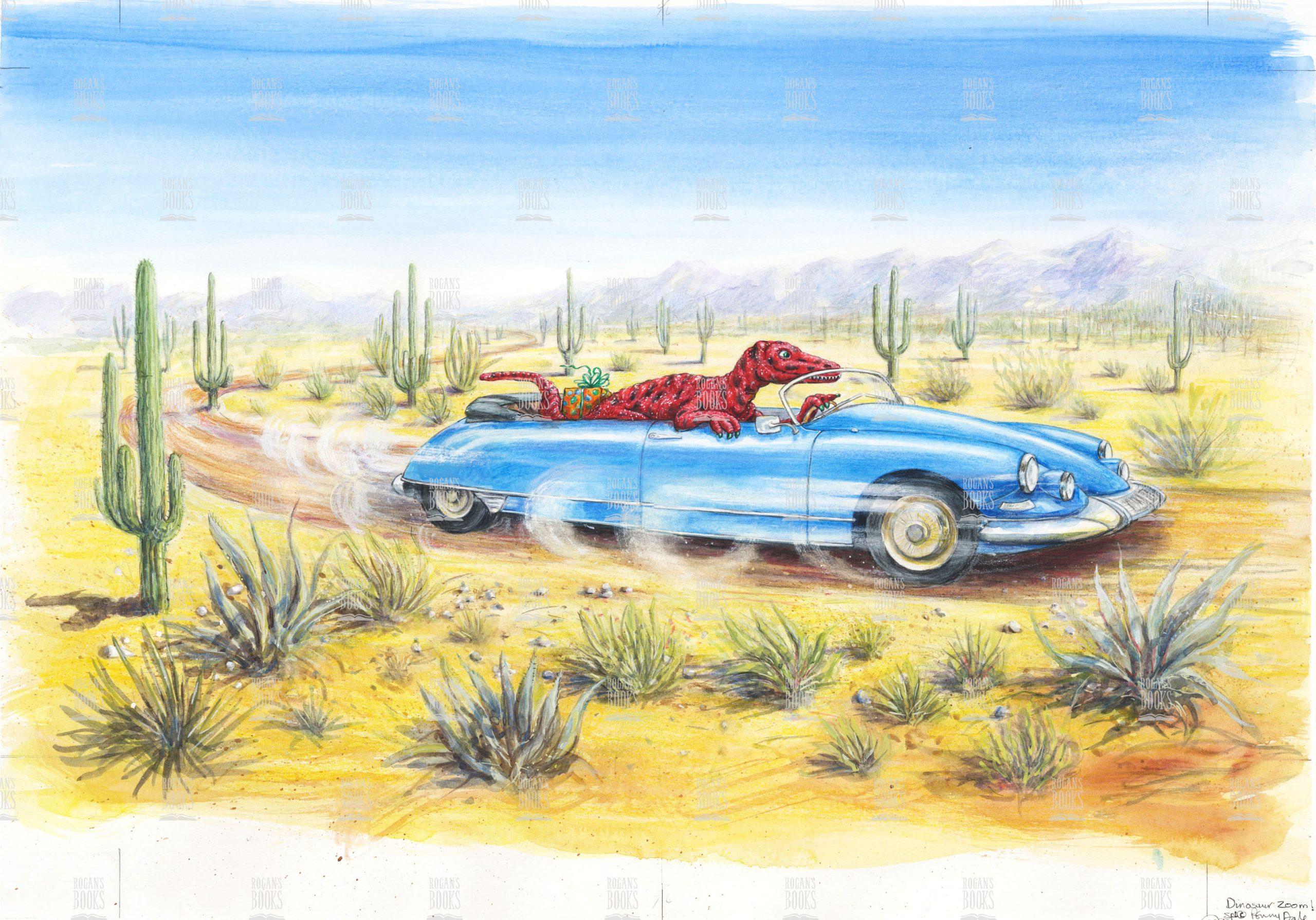 Penny Dale, Red dinosaur driving through the desert - Children's Book ...